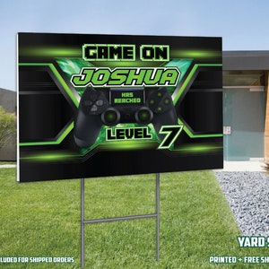 Video Game Birthday Yard Sign Green - Etsy