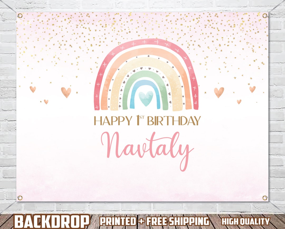 Boho Rainbow Birthday Backdrop - Etsy