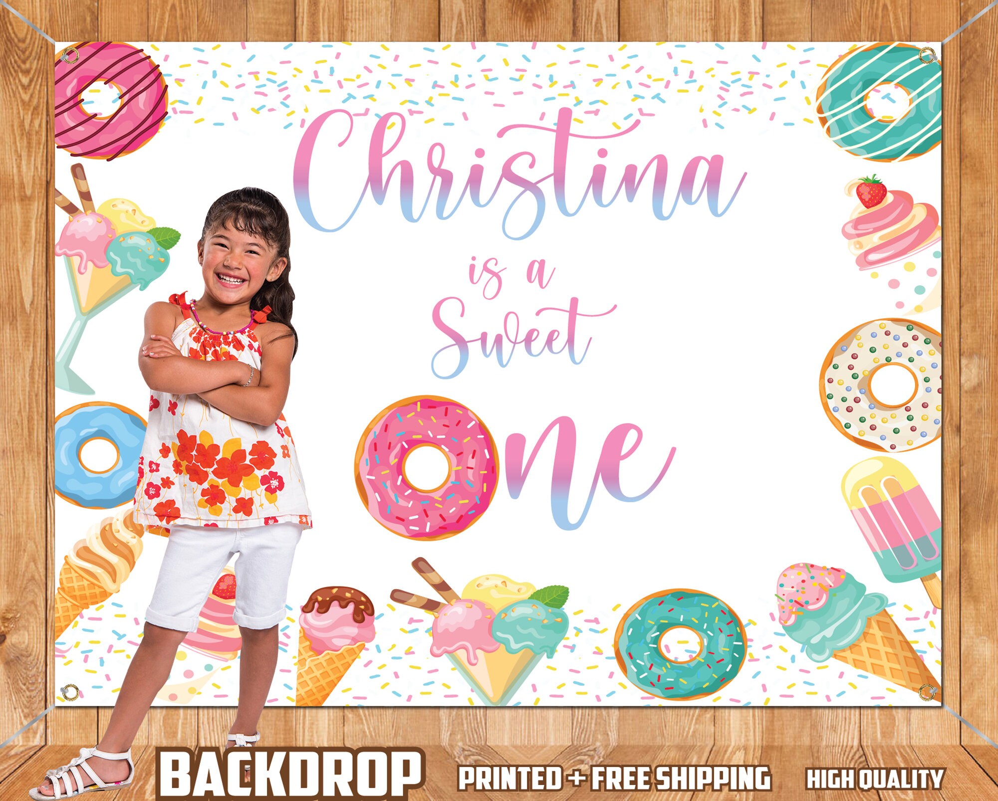 Sweet One Donut Birthday Backdrop - Etsy