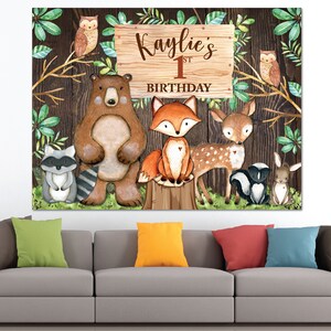 Woodland Birthday Backdrop - Etsy