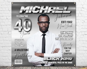 Custom Magazine Cover Birthday Backdrop, Magazine Cover Banner ...