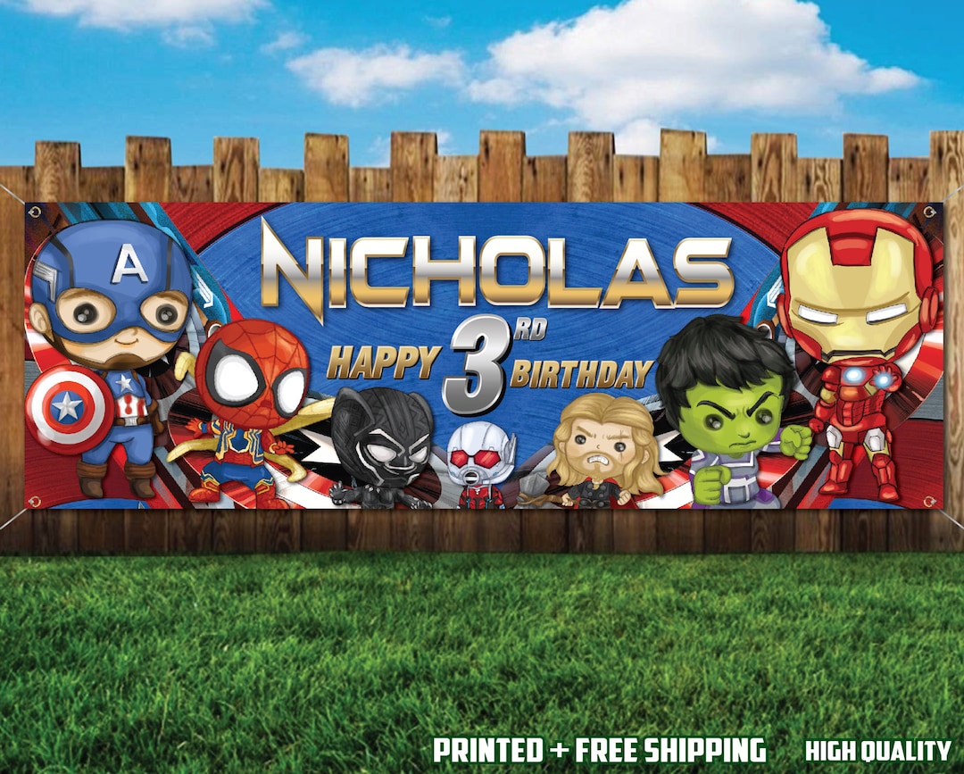 Super Heroes Birthday Banner - Etsy