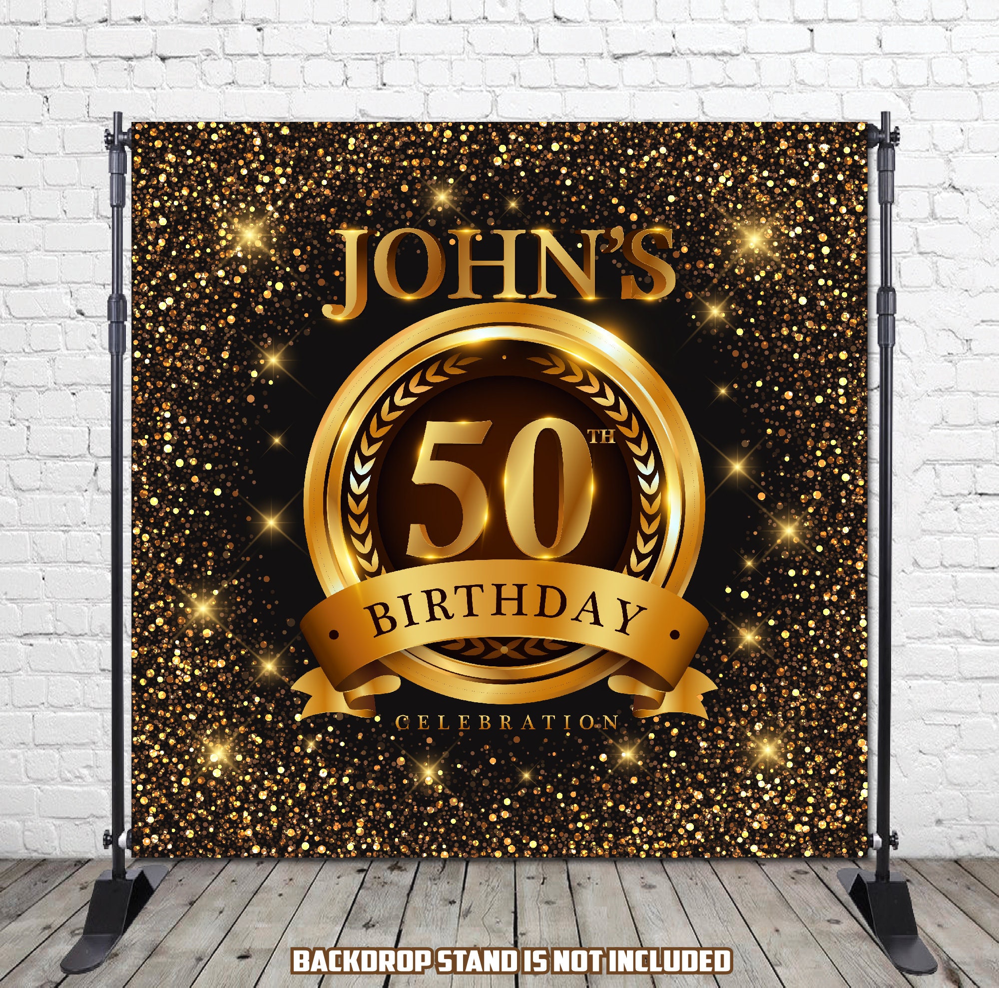 Black Gold 50th Birthday Backdrop - Etsy