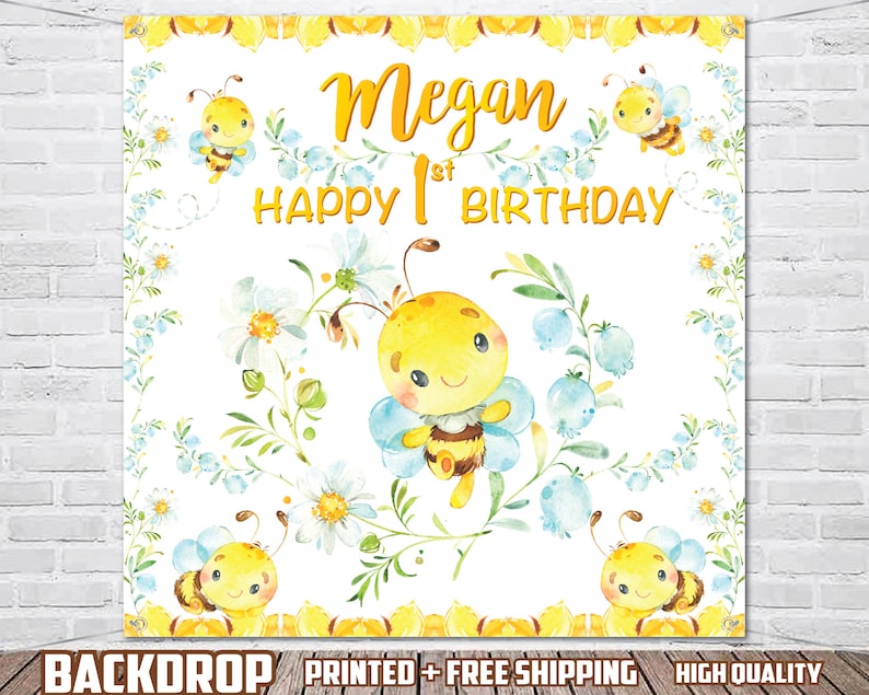 Bee Birthday Backdrop - Etsy
