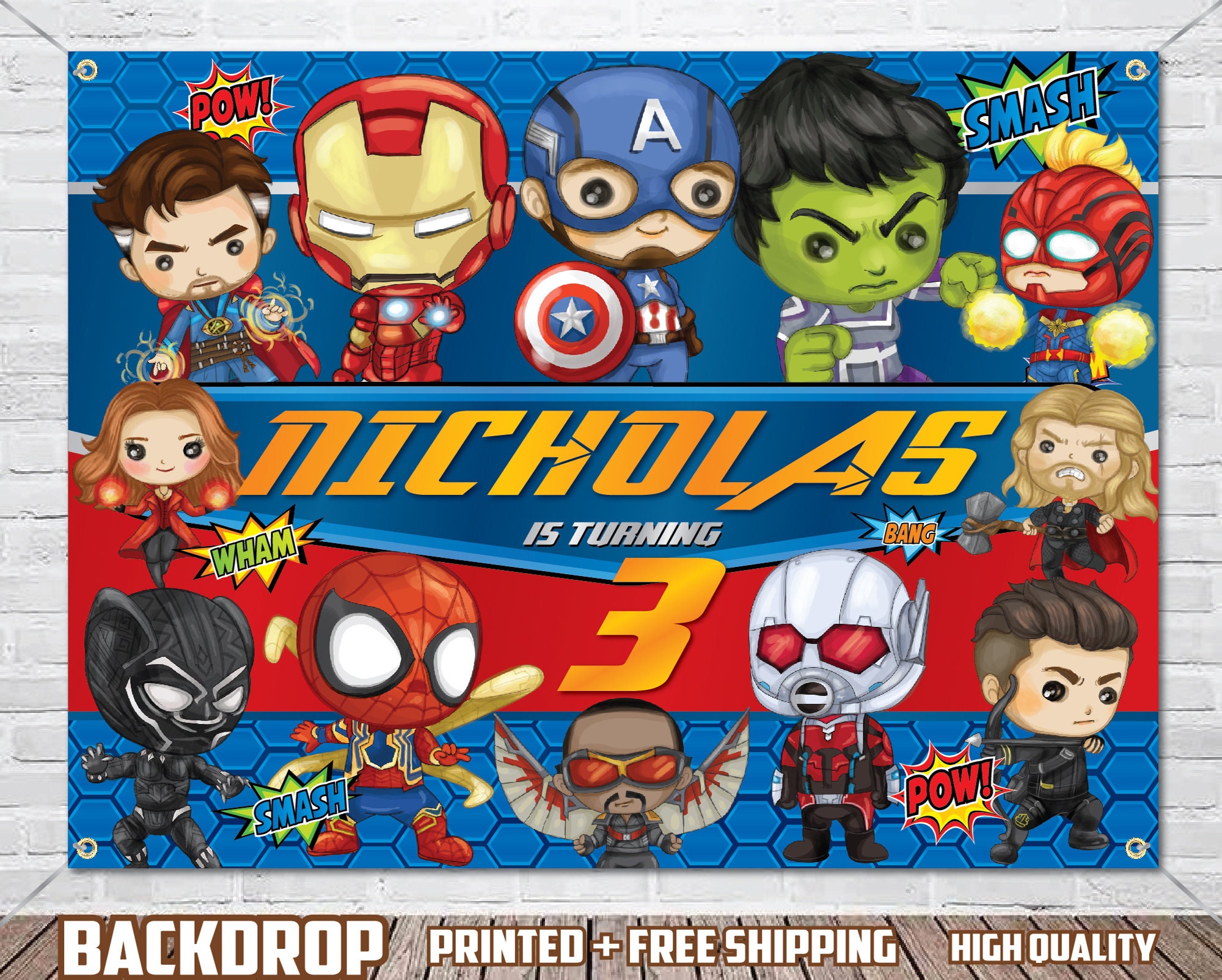 Super Heroes Birthday Backdrop - Etsy