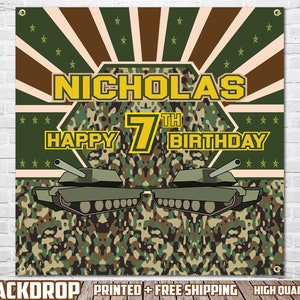Army Military Birthday Backdrop - Etsy