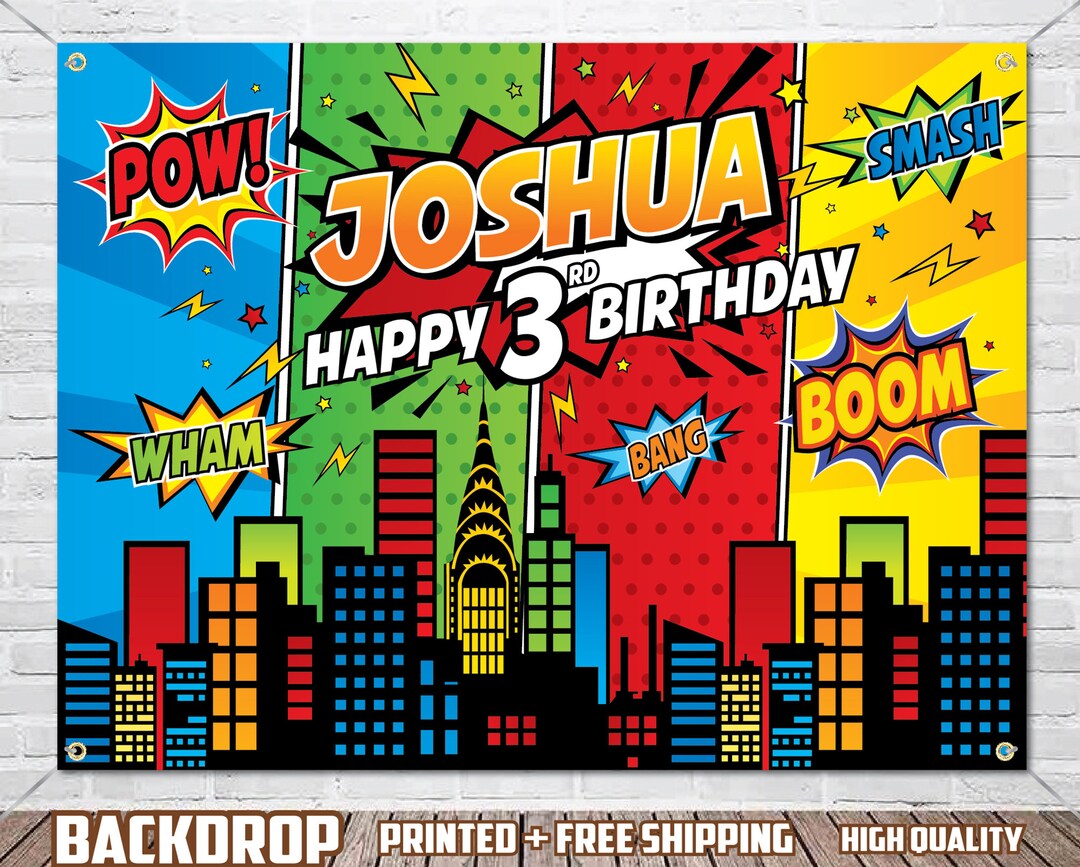 Super Hero Birthday Backdrop - Etsy