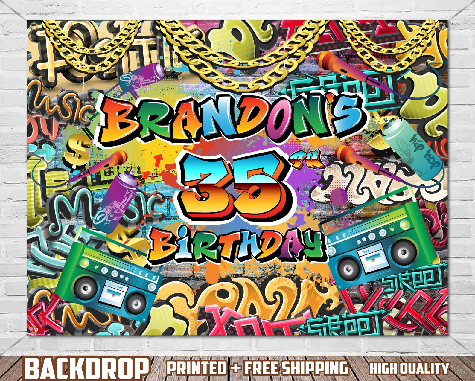 Hip Hop Graffiti Birthday Backdrop - Etsy