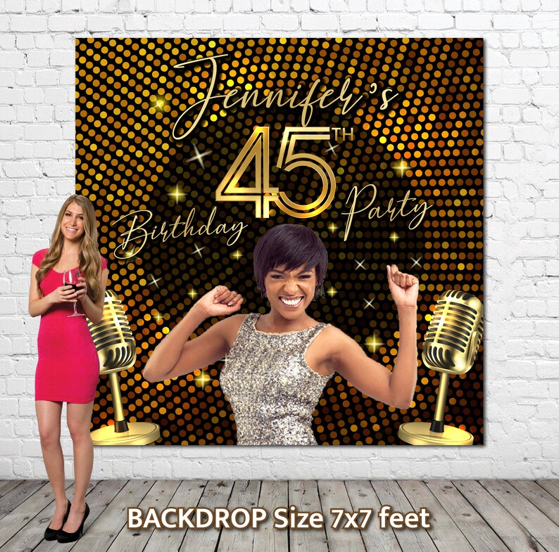 Black Gold Disco Birthday Backdrop - Etsy