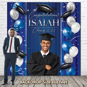 Graduation Prom Blue Silver Backdrop - Etsy