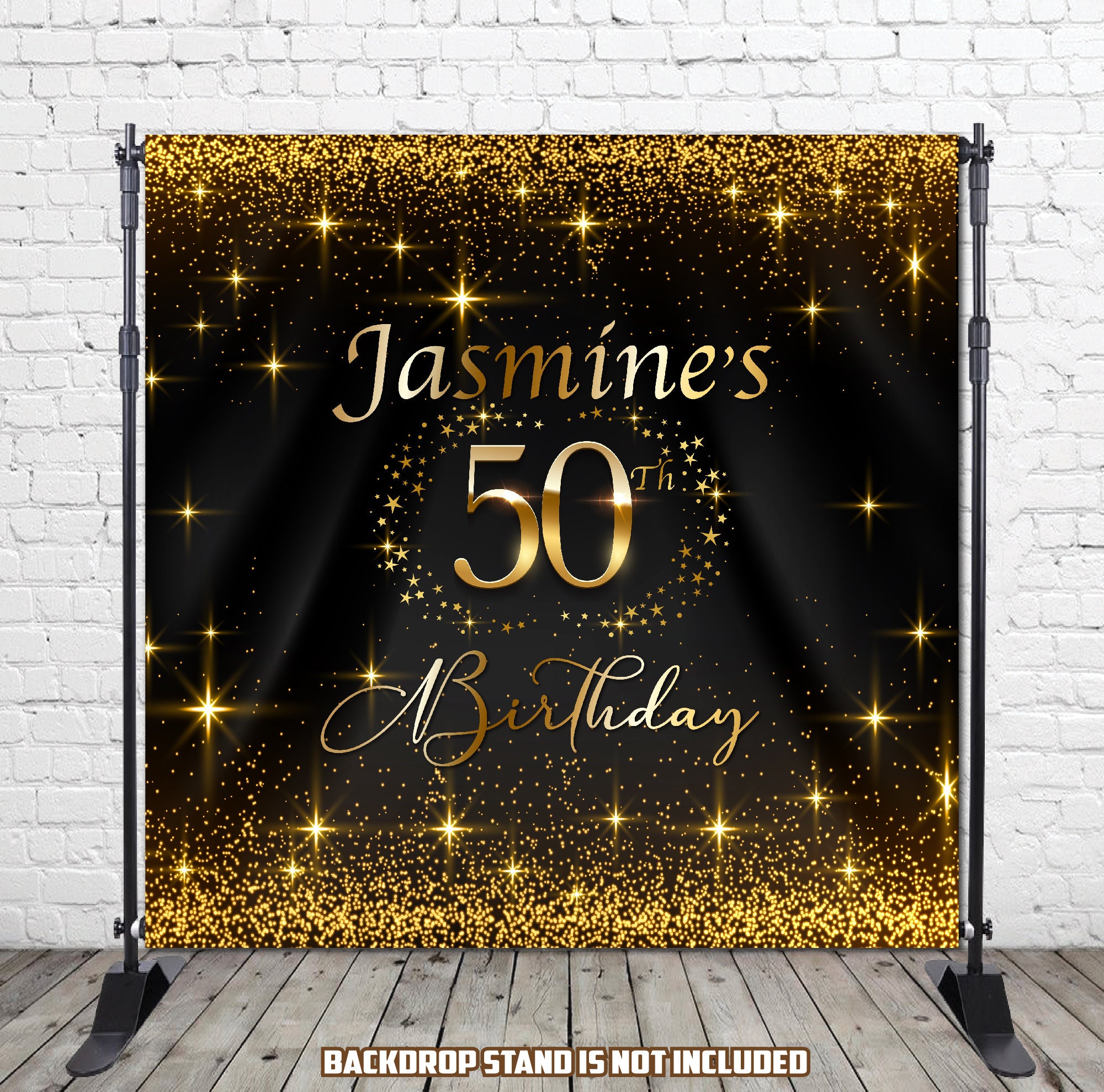 Black Gold Glitter Birthday Backdrop - Etsy
