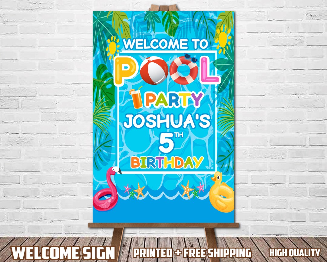 Pool Party Birthday Welcome Sign - Etsy