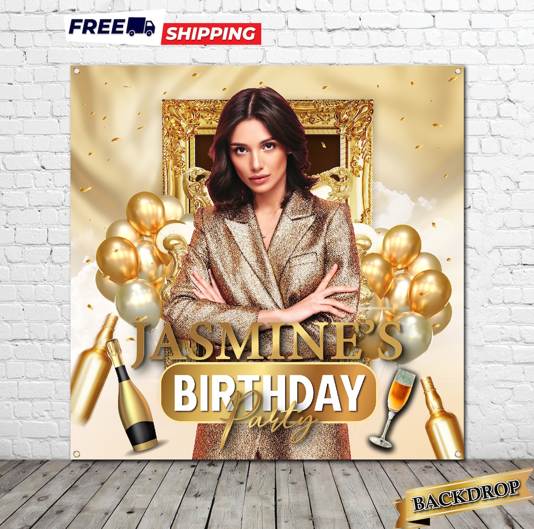 Photo Gold Frame Birthday Backdrop - Etsy