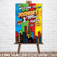 Superhero Punch Drink Sign, Boys Birthday Party Table Display Comic ...