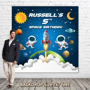 Space Astronaut Birthday Backdrop - Etsy