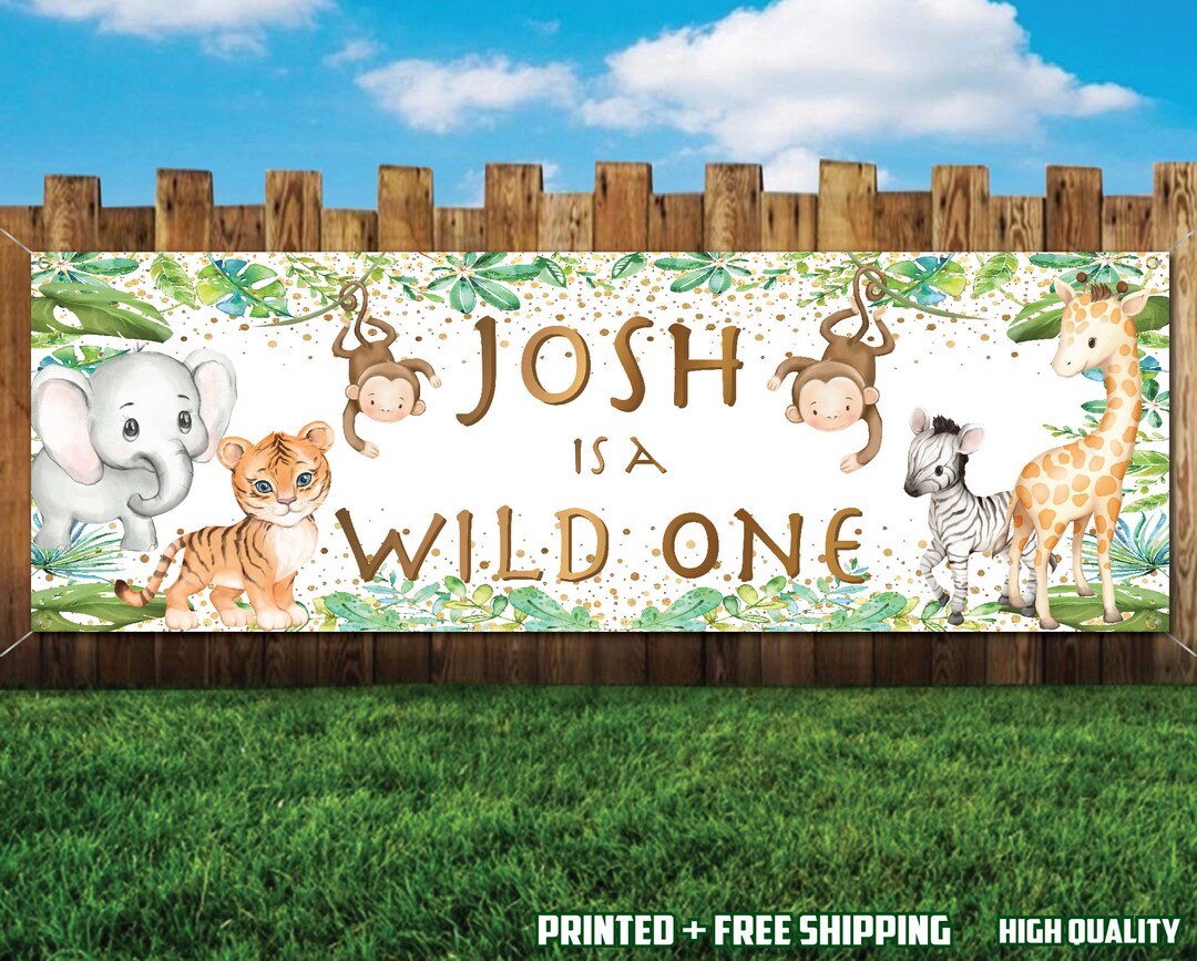 Wild One Jungle Birthday Banner - Etsy