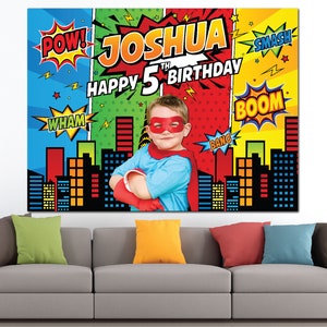 Super Hero Birthday Backdrop - Etsy