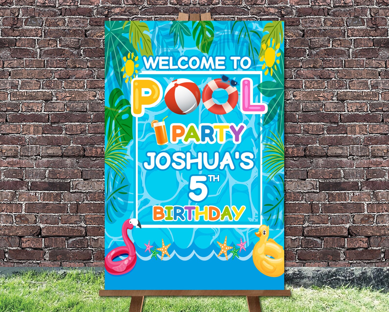 Pool Party Birthday Welcome Sign - Etsy