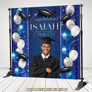 Graduation Prom Blue Silver Backdrop - Etsy
