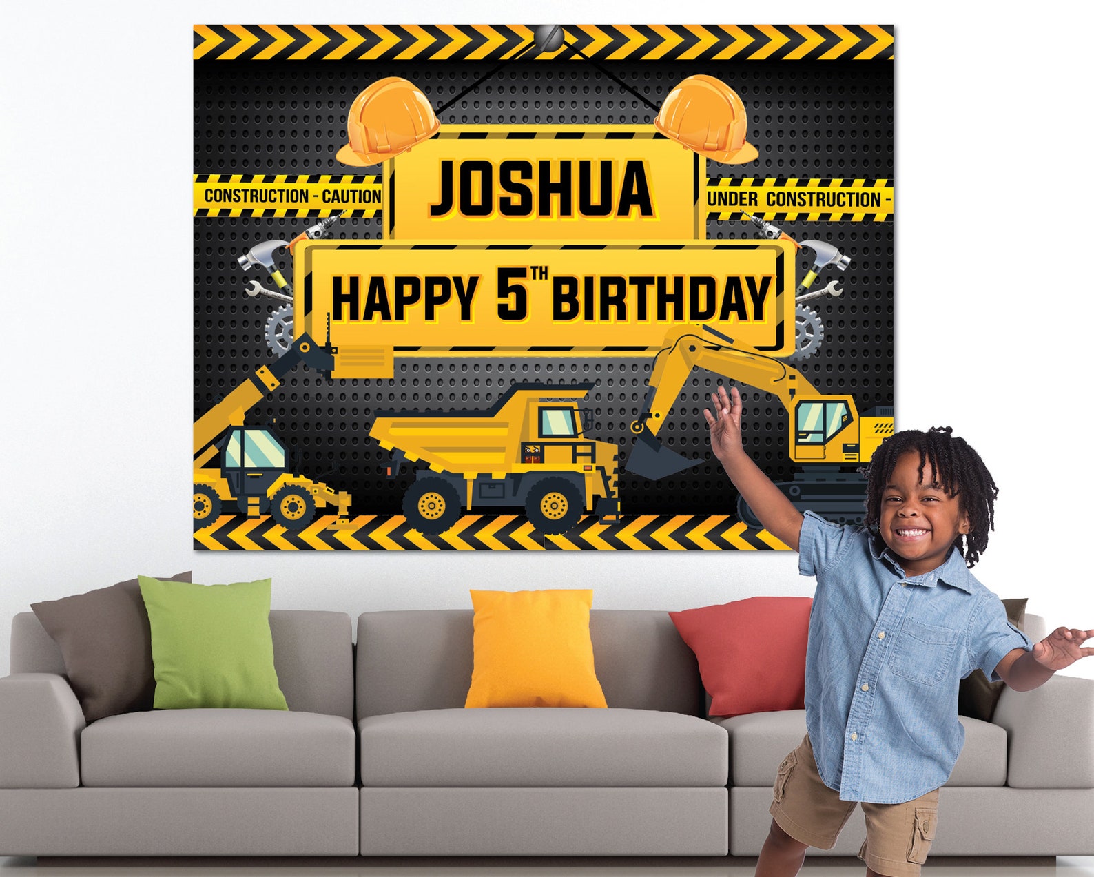Construction Birthday Backdrop - Etsy
