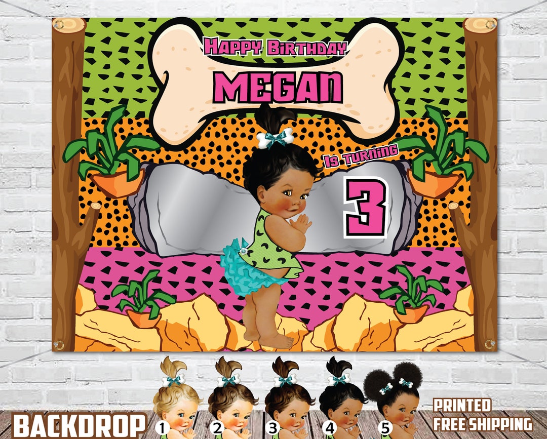 Yabado Pebbles Birthday Backdrop - Etsy