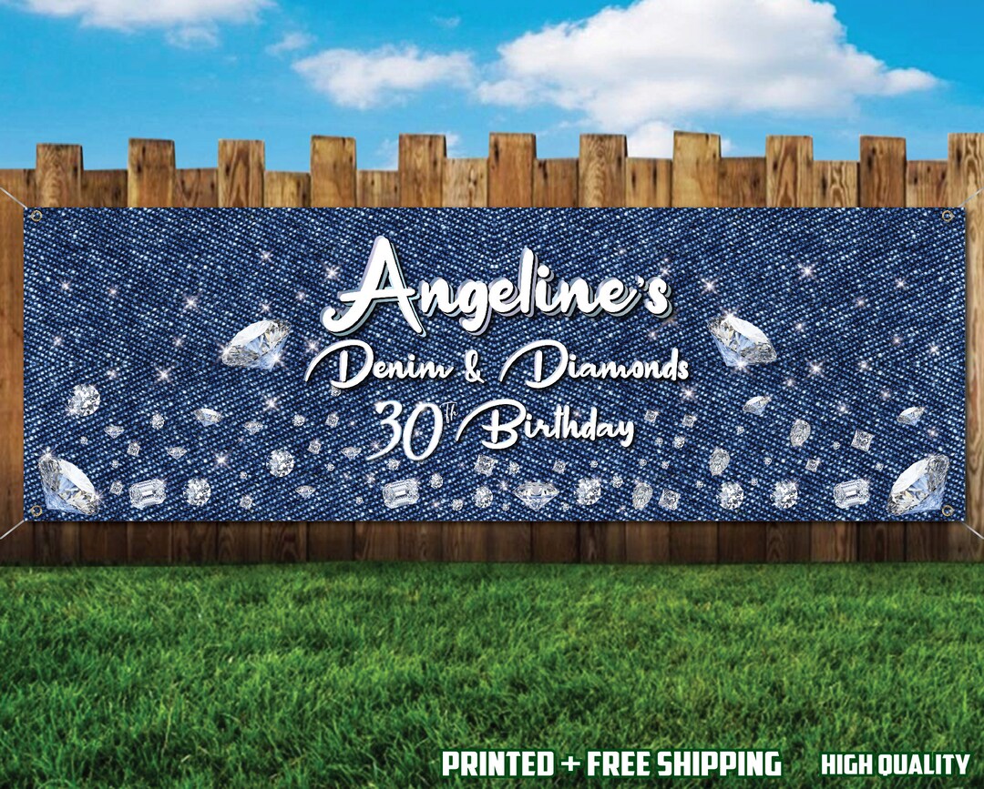 Diamonds and Denim Birthday Banner - Etsy