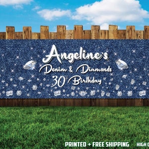 Diamonds and Denim Birthday Banner - Etsy
