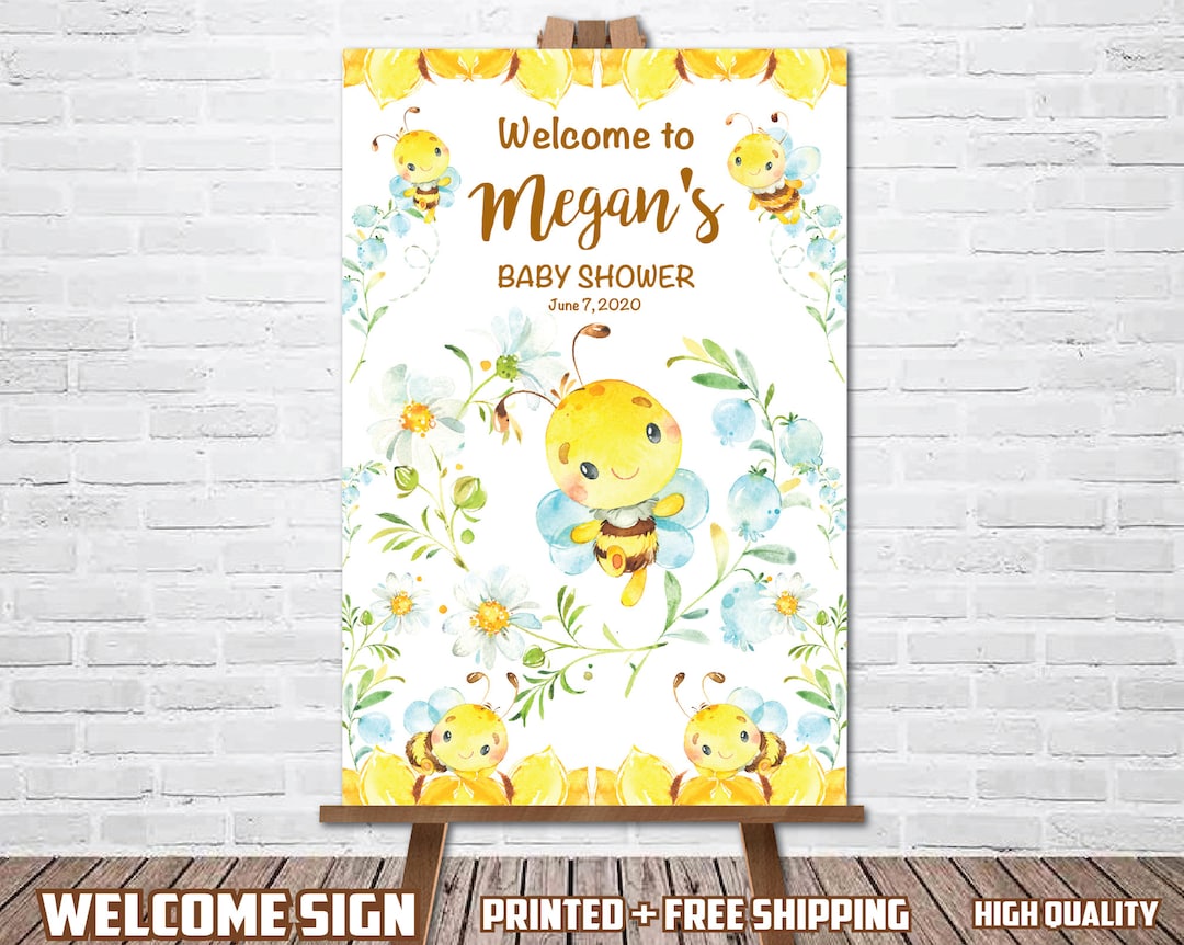 Cute Bee Welcome Sign, Bee Baby Shower, Printed and Shipped - Etsy