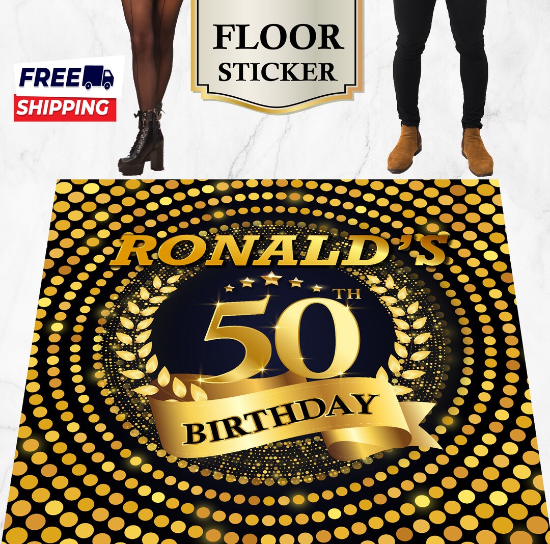 Black Gold 50th Birthday Floor Sticker - Etsy