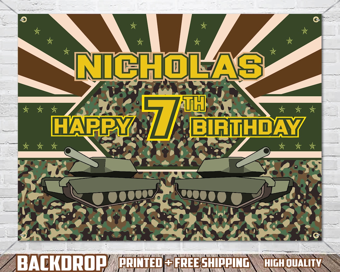 Army Military Birthday Backdrop - Etsy