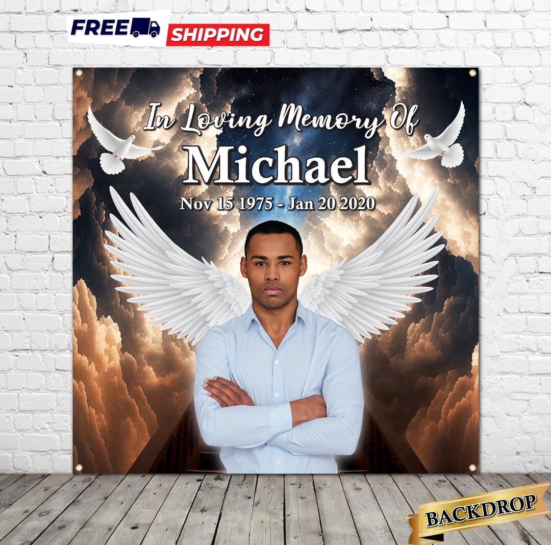 Heaven Funeral Backdrop - Etsy