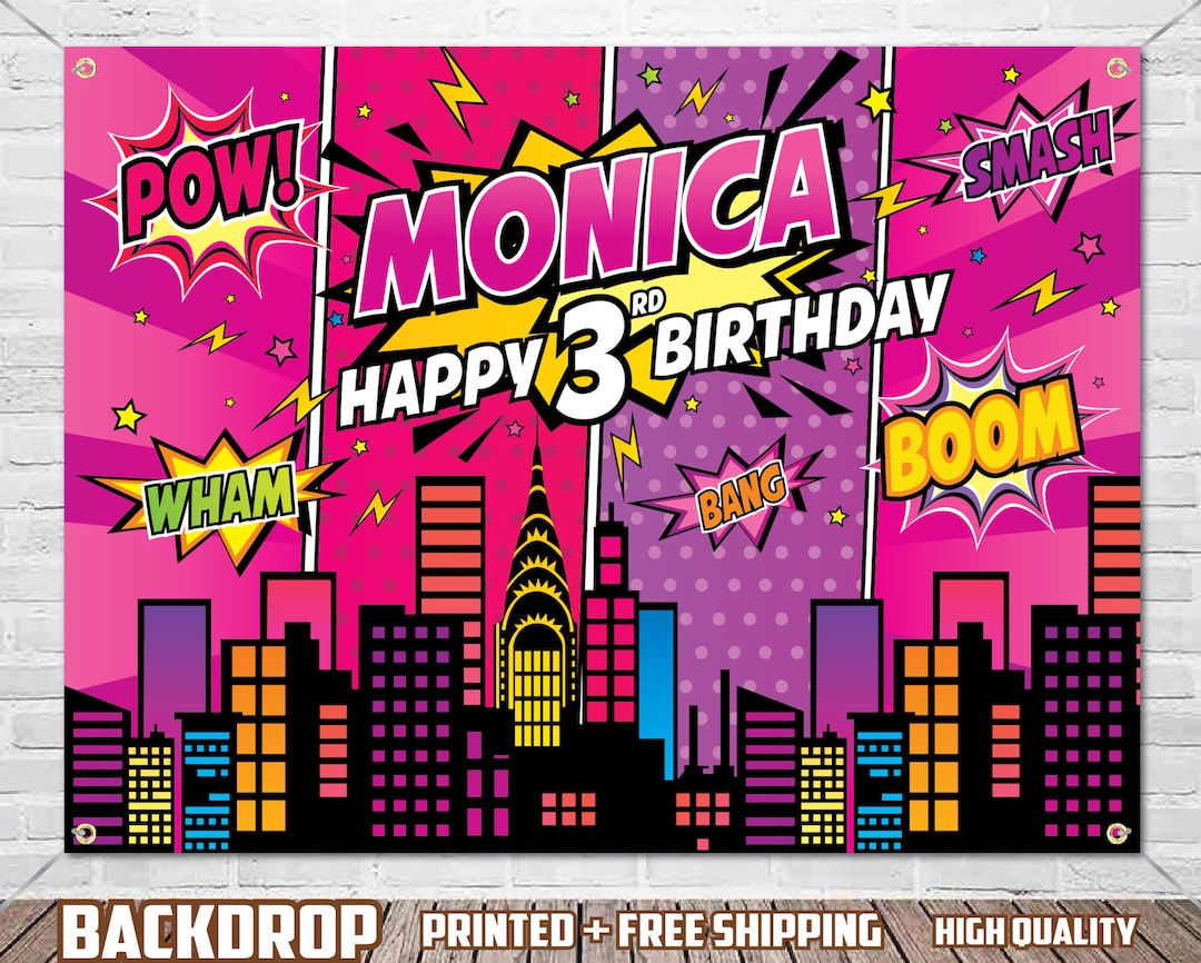 Super Hero Girls Birthday Backdrop - Etsy