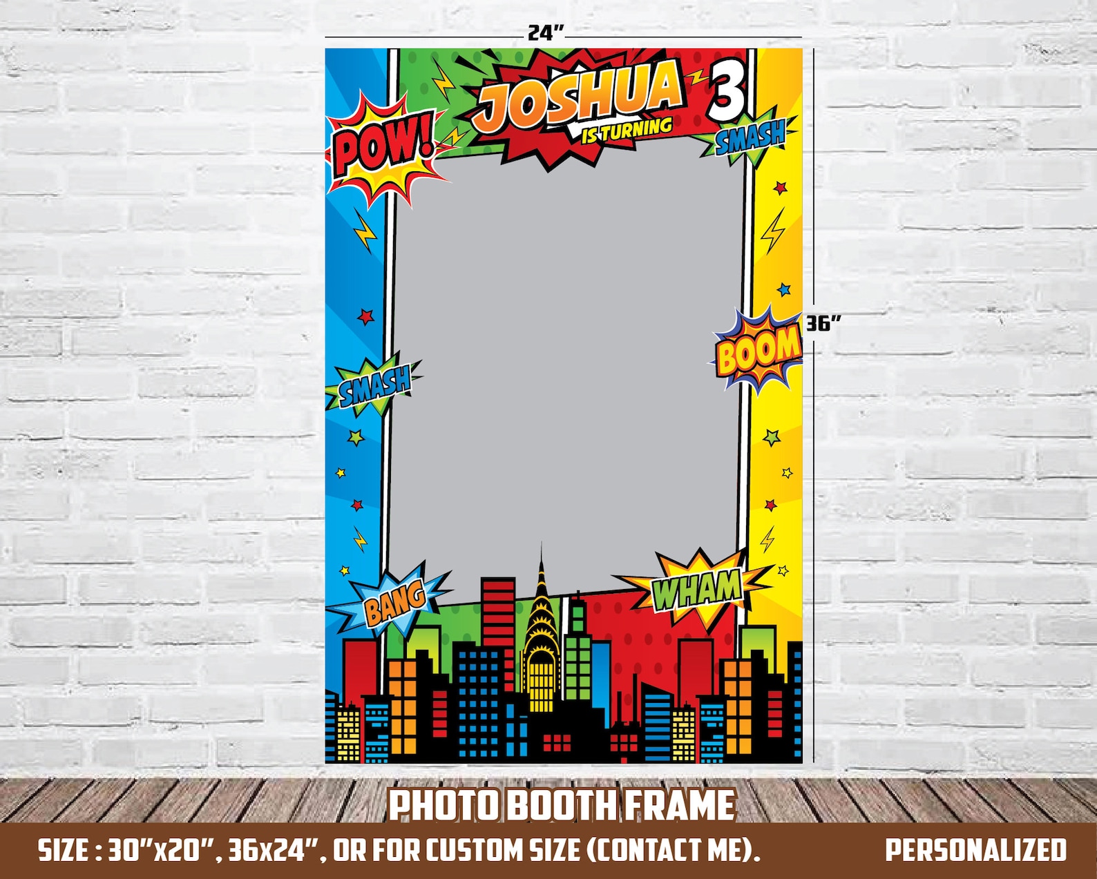 Super Hero Photo Booth Frame Digital File - Etsy