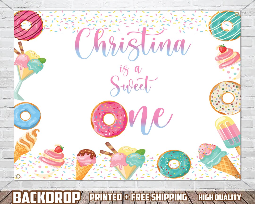 Sweet One Donut Birthday Backdrop - Etsy