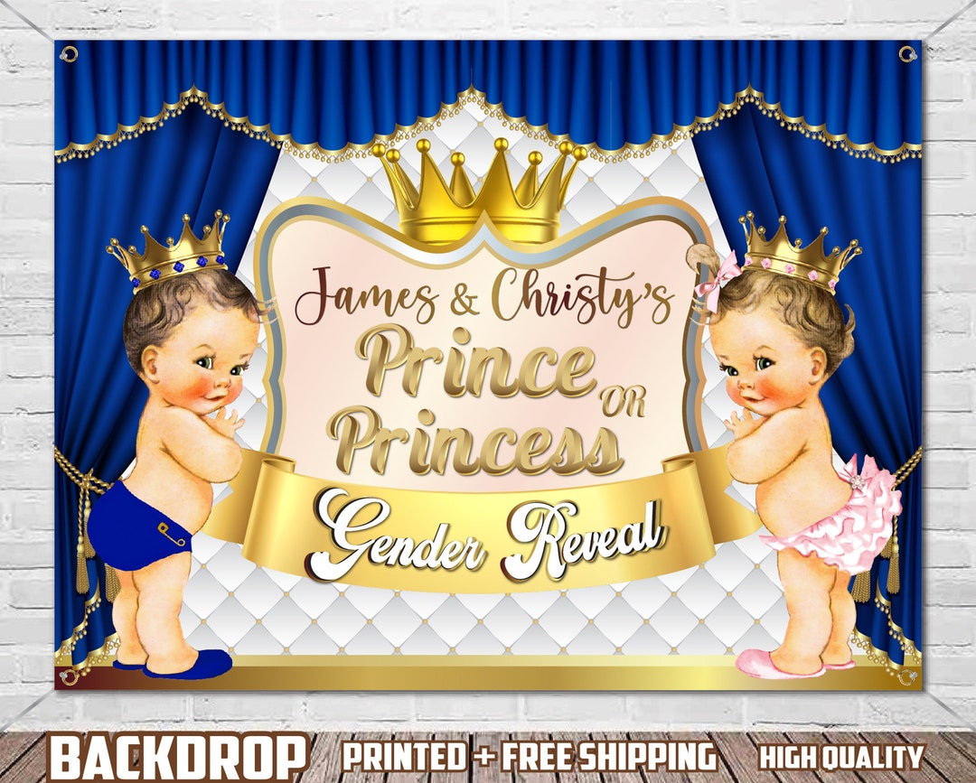 Baby Prince or Princess Gender Reveal Backdrop - Etsy