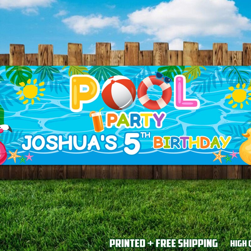 Pool Party Birthday Banner - Etsy