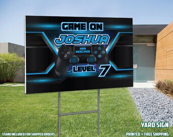 Video Game Birthday Yard Sign Green Gaming Sign Printed and | Etsy