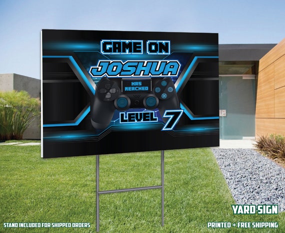 Video Game Birthday Yard Sign Blue Gaming Sign Printed and | Etsy