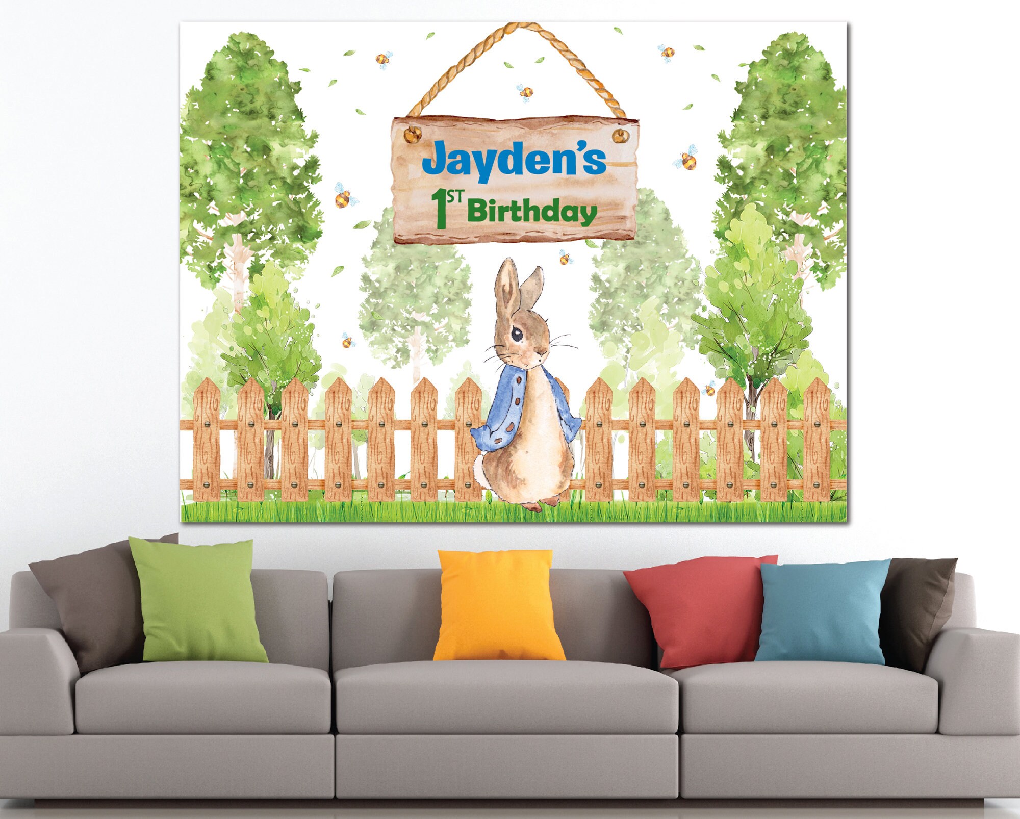 Rabbit Birthday Birthday Backdrop - Etsy