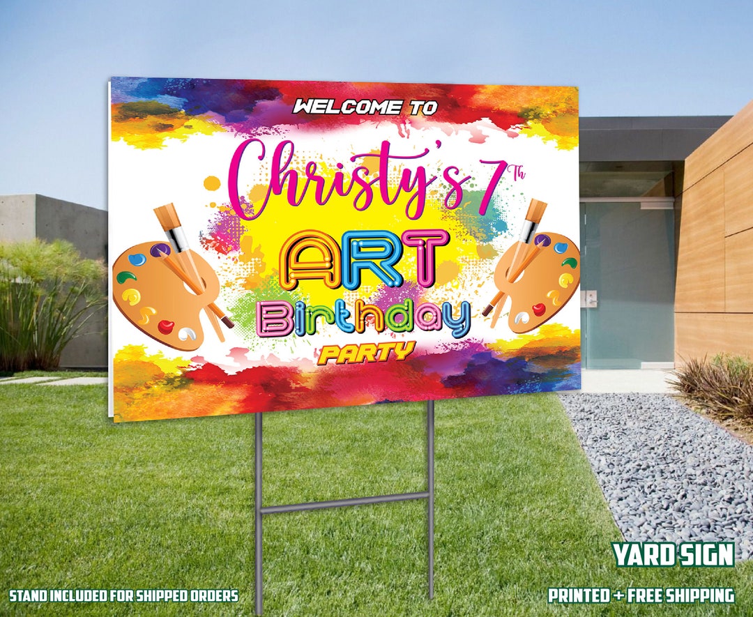 Paint Birthday Yard Sign, Art Birthday Yard Sign, Painting Sign ...