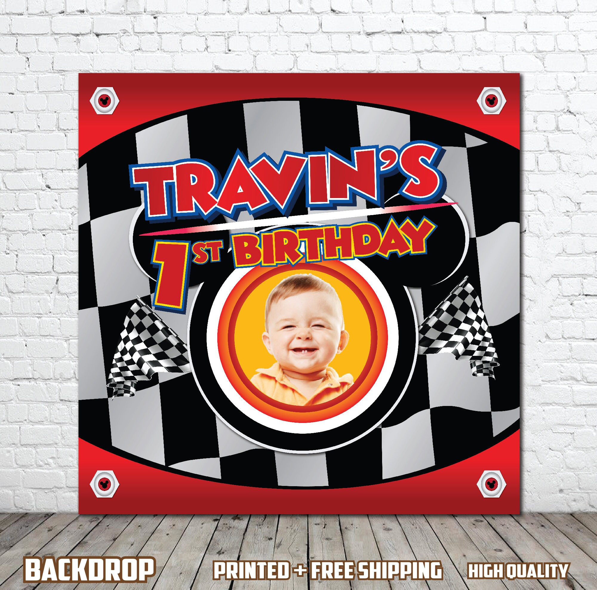 The Racing Baby Birthday Backdrop - Etsy