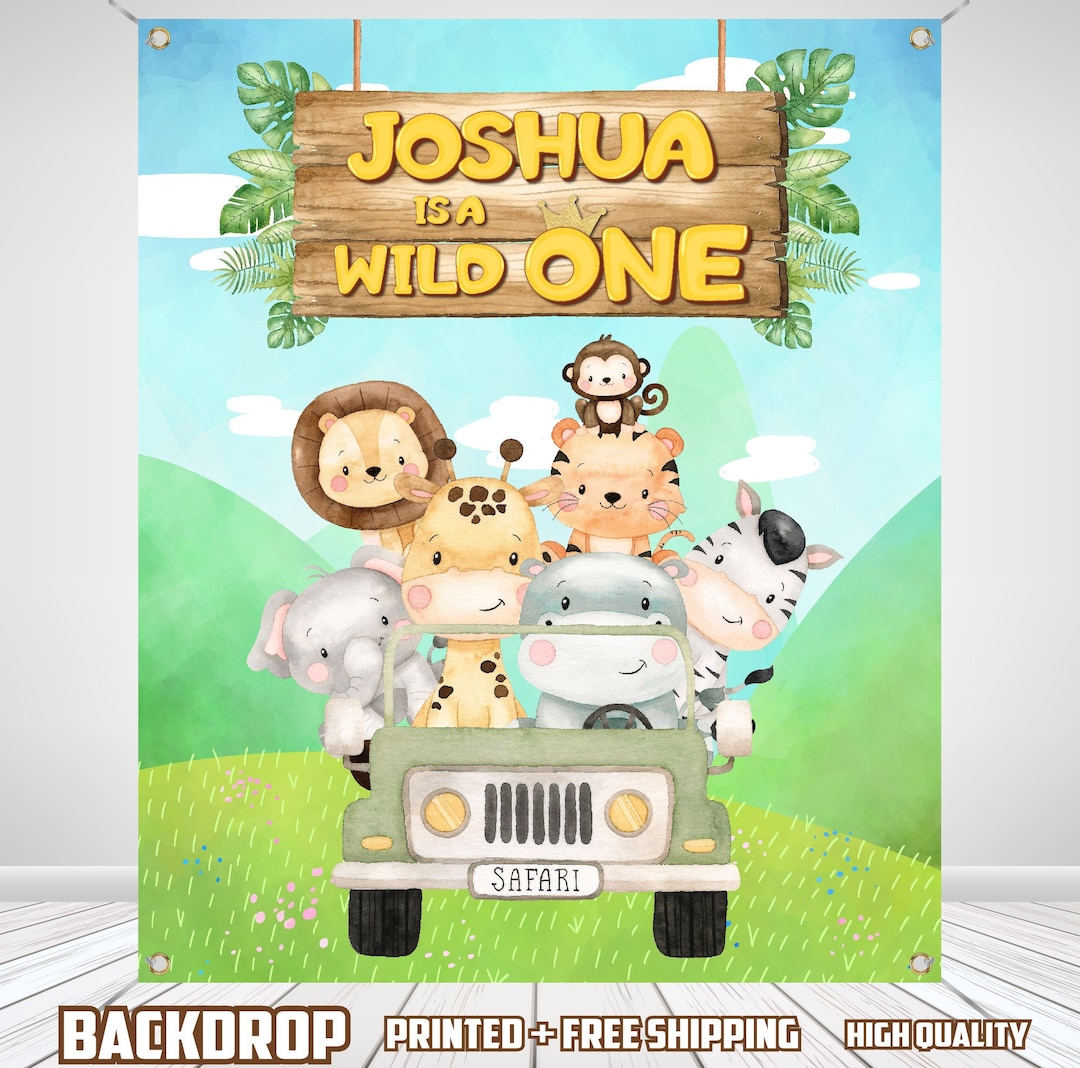 Wild One Safari Baby Birthday Backdrop - Etsy