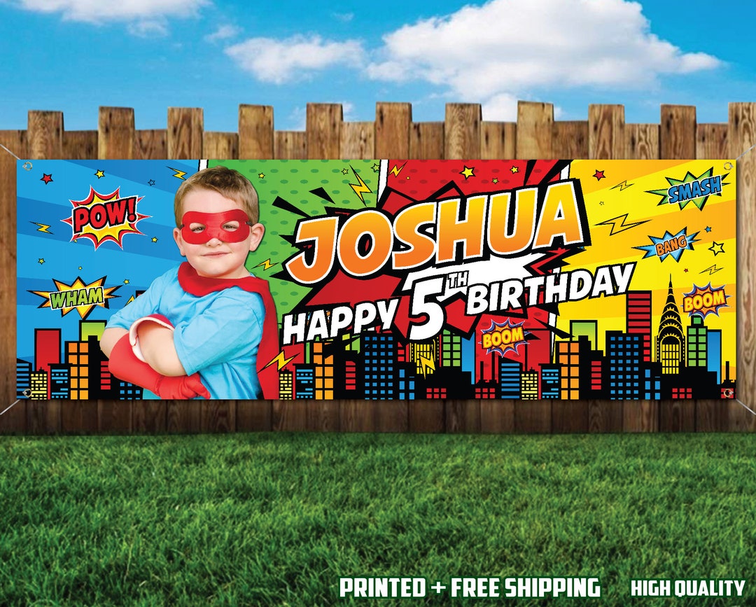 Super Hero Photo Birthday Banner - Etsy