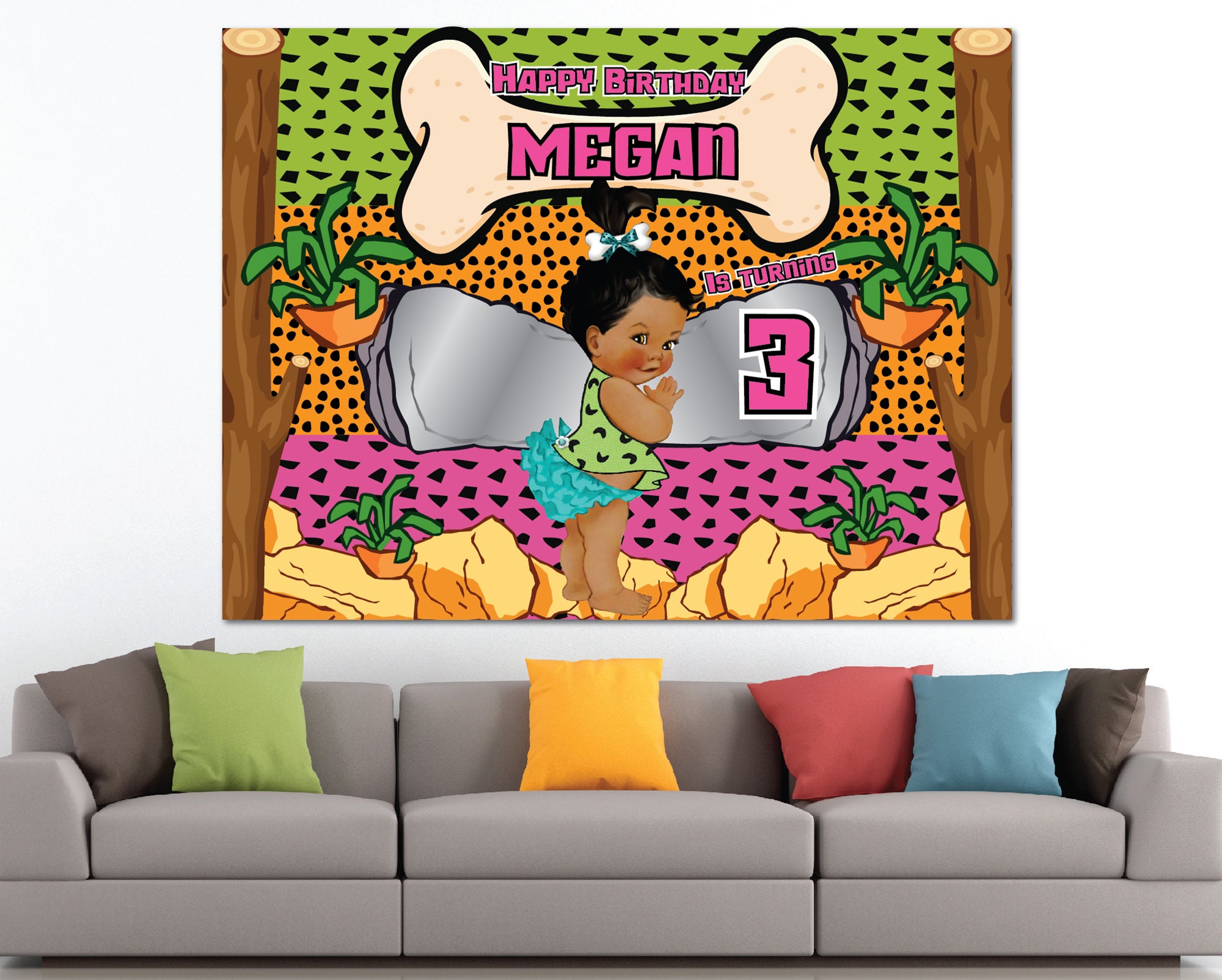 Yabado Pebbles Birthday Backdrop - Etsy