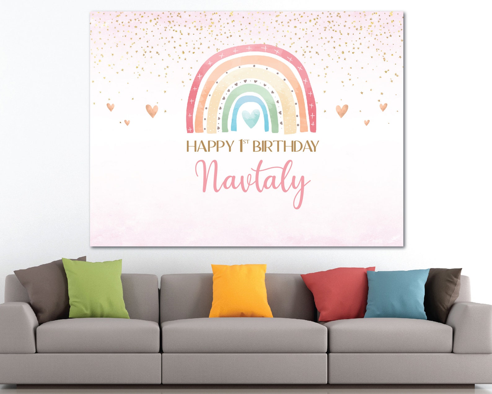 Boho Rainbow Birthday Backdrop - Etsy