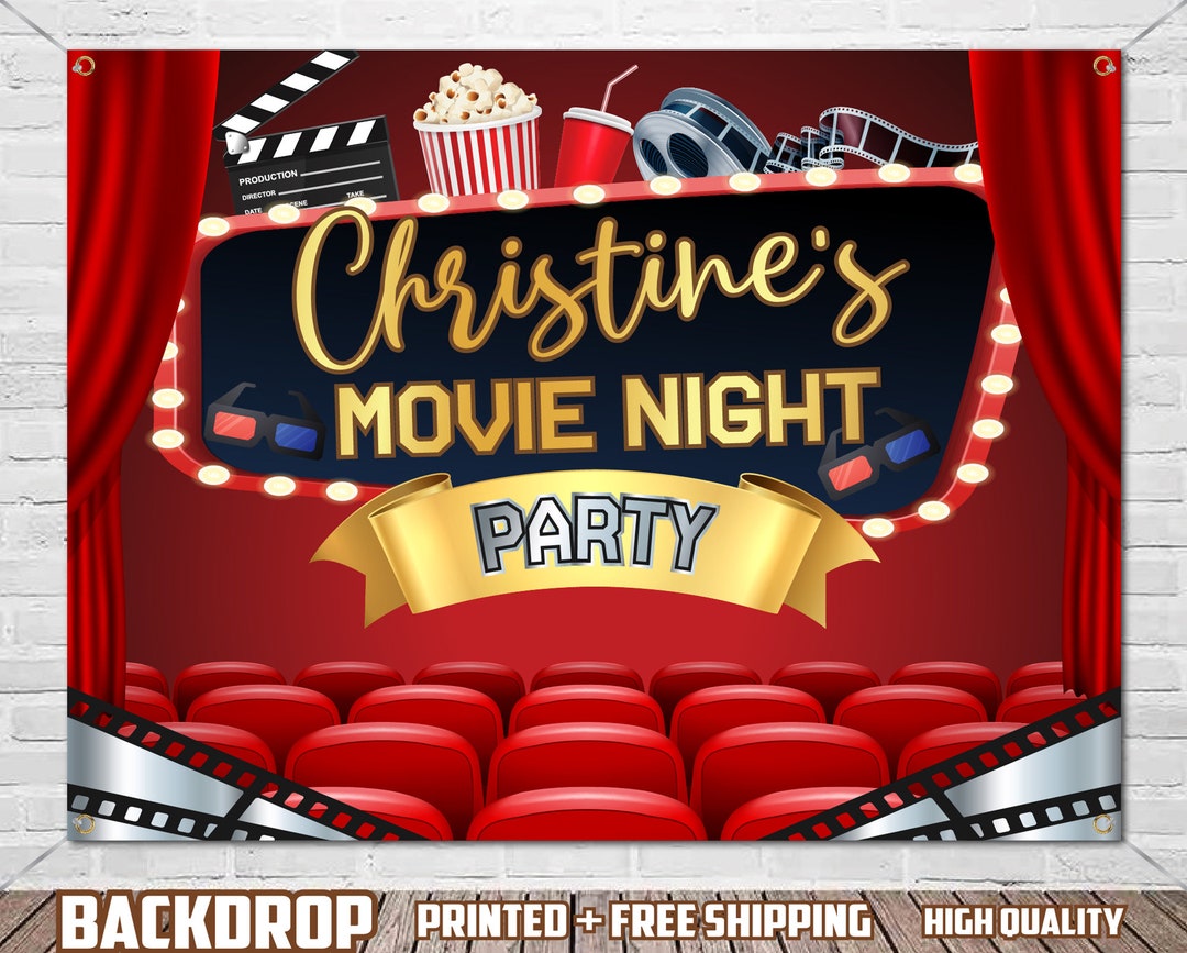 Movie Night Party Birthday Backdrop - Etsy