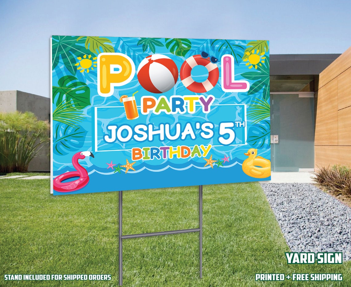 Pool Party Birthday Yard Sign - Etsy
