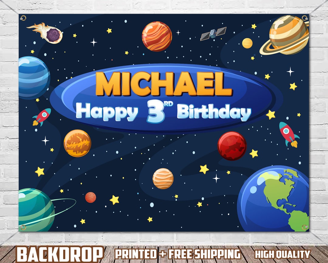 Space Astronaut Birthday Backdrop - Etsy