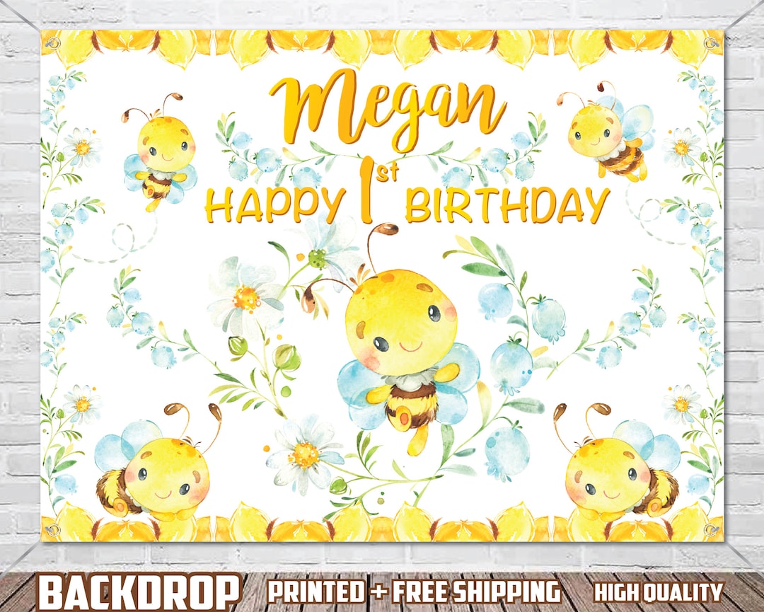 Bee Birthday Backdrop - Etsy