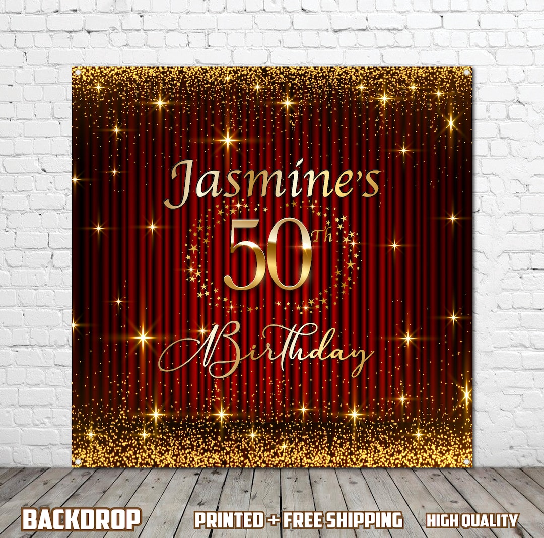 Red Gold Glitter Birthday Backdrop - Etsy